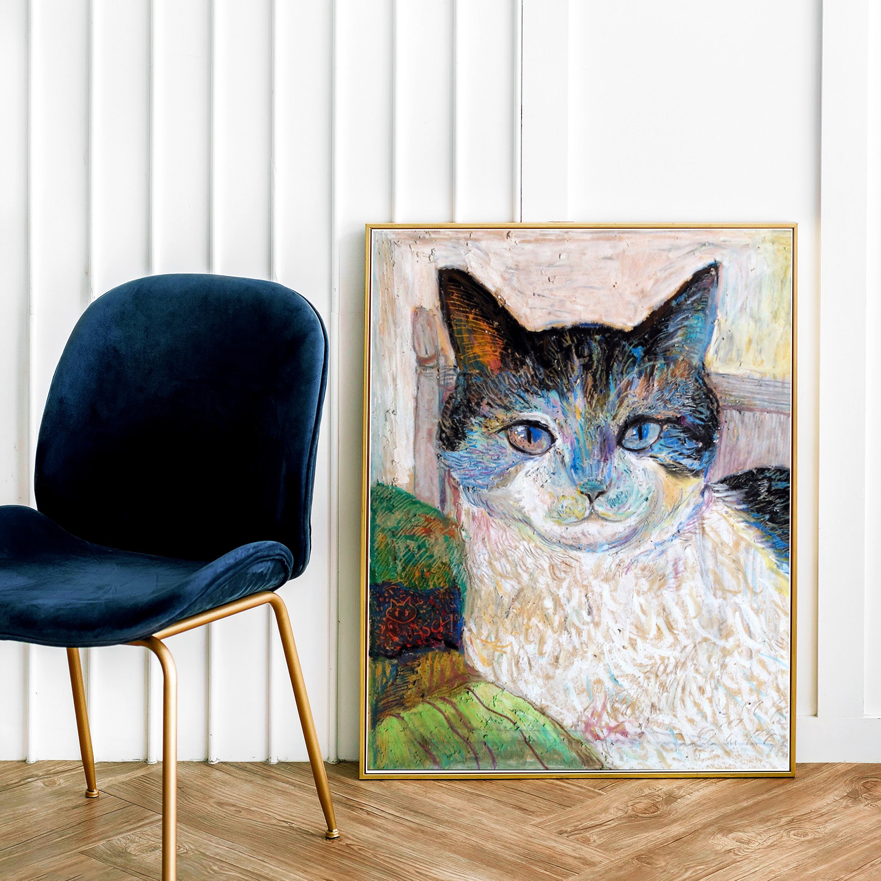 Original Oil Pastel Cat Portrait Print , Cat Lover Poster, V - Inspire ...