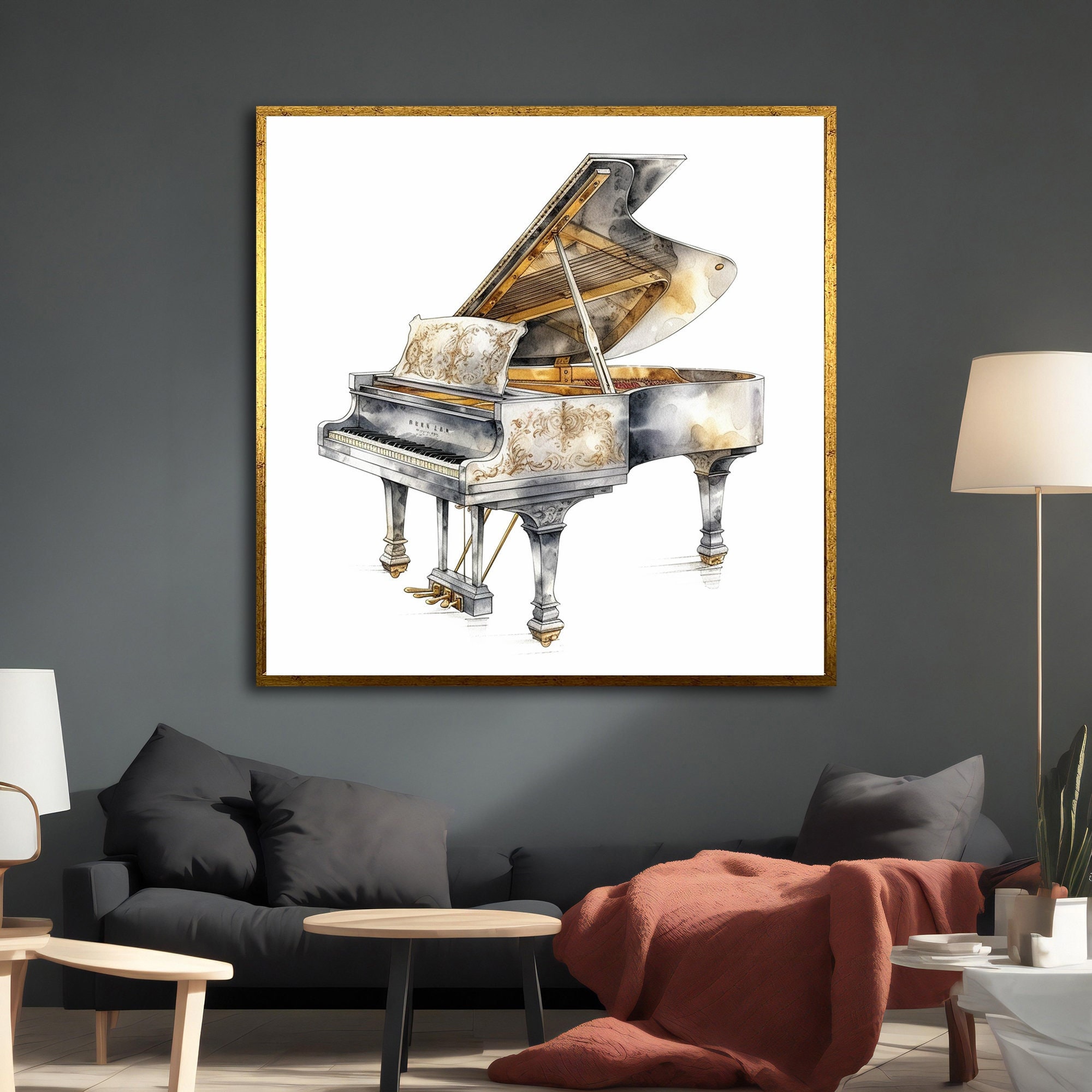 Piano Canvas painting, classical piano, Musical Wall Art fo | Inspire ...