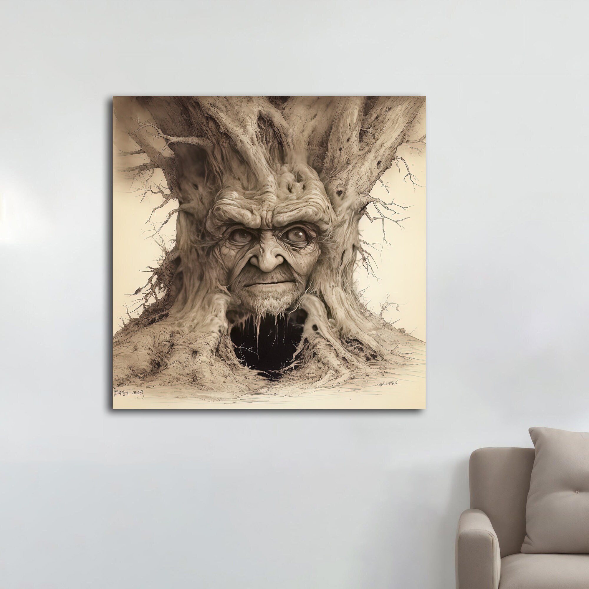 Tree with a human face, Canvas painting, Canvas Wall Art,Ar | Inspire ...