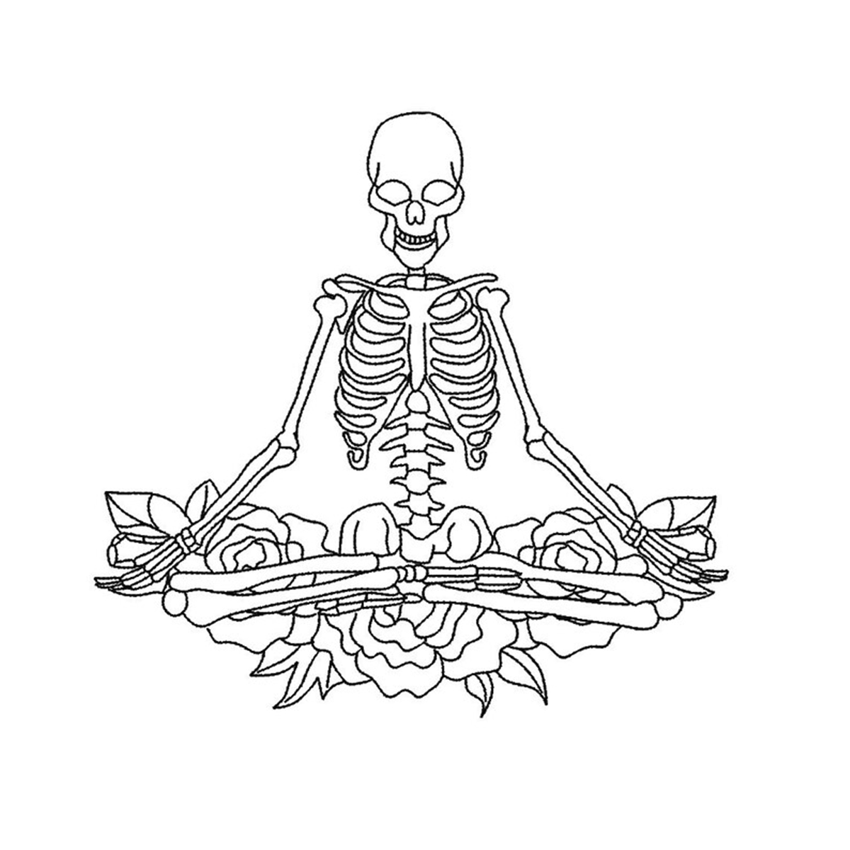 Skeleton Embroidery Design, Halloween Skeleton Meditating Em | Inspire ...