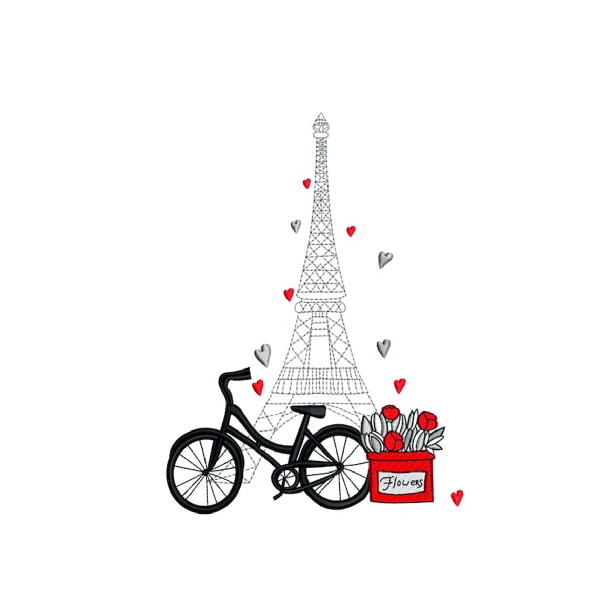 Bicycle in Paris Machine Embroidery Design. 4 Sizes. Eiffel | Inspire ...