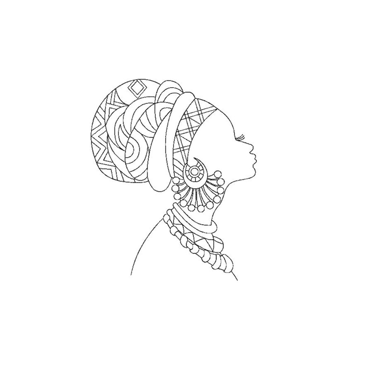 African Woman Machine Embroidery Design. 8 sizes. One Line E - Inspire ...