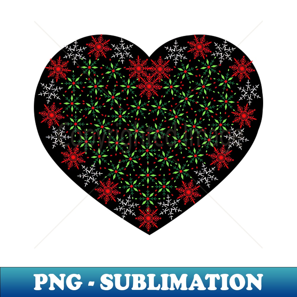 Red and white snowflakes fancy heart - Digital Sublimation D | Inspire ...