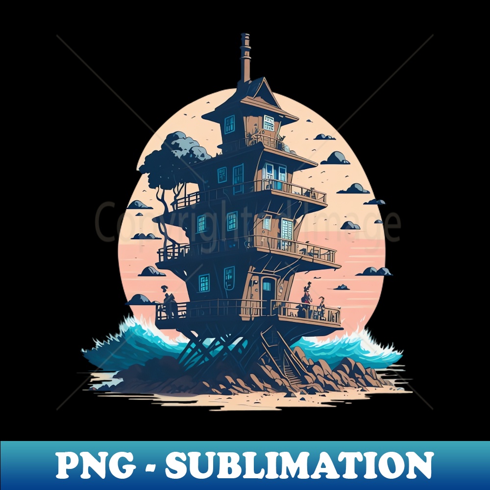 A big beach lifeguard tower - Instant Sublimation Digital Do | Inspire ...