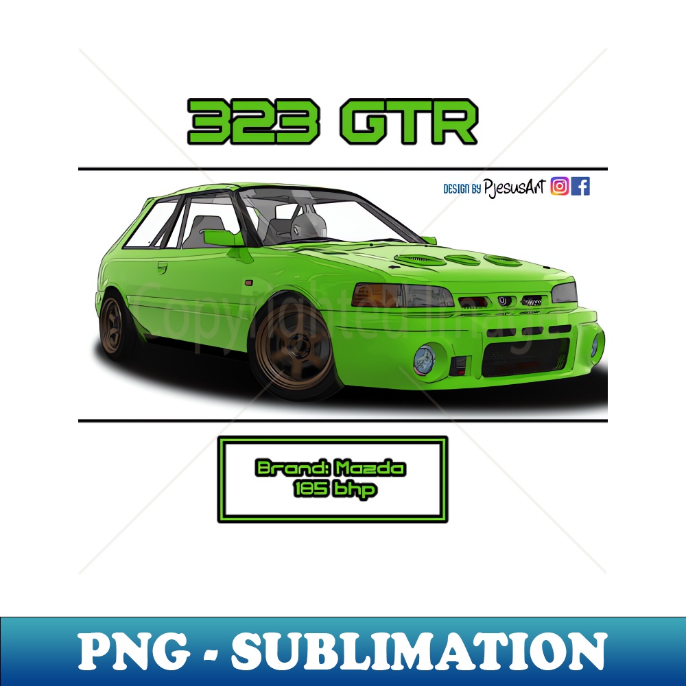 Mazda 323 GTR Neon Green - Instant Sublimation Digital Downl - Inspire ...