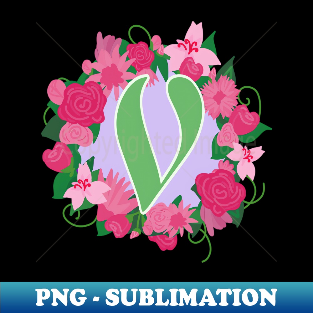 Monogram V Personalized Floral Initial - PNG Sublimation Dig | Inspire ...