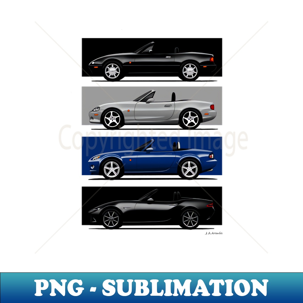 Custom drawing of the four generations of the classic roadst | Inspire ...