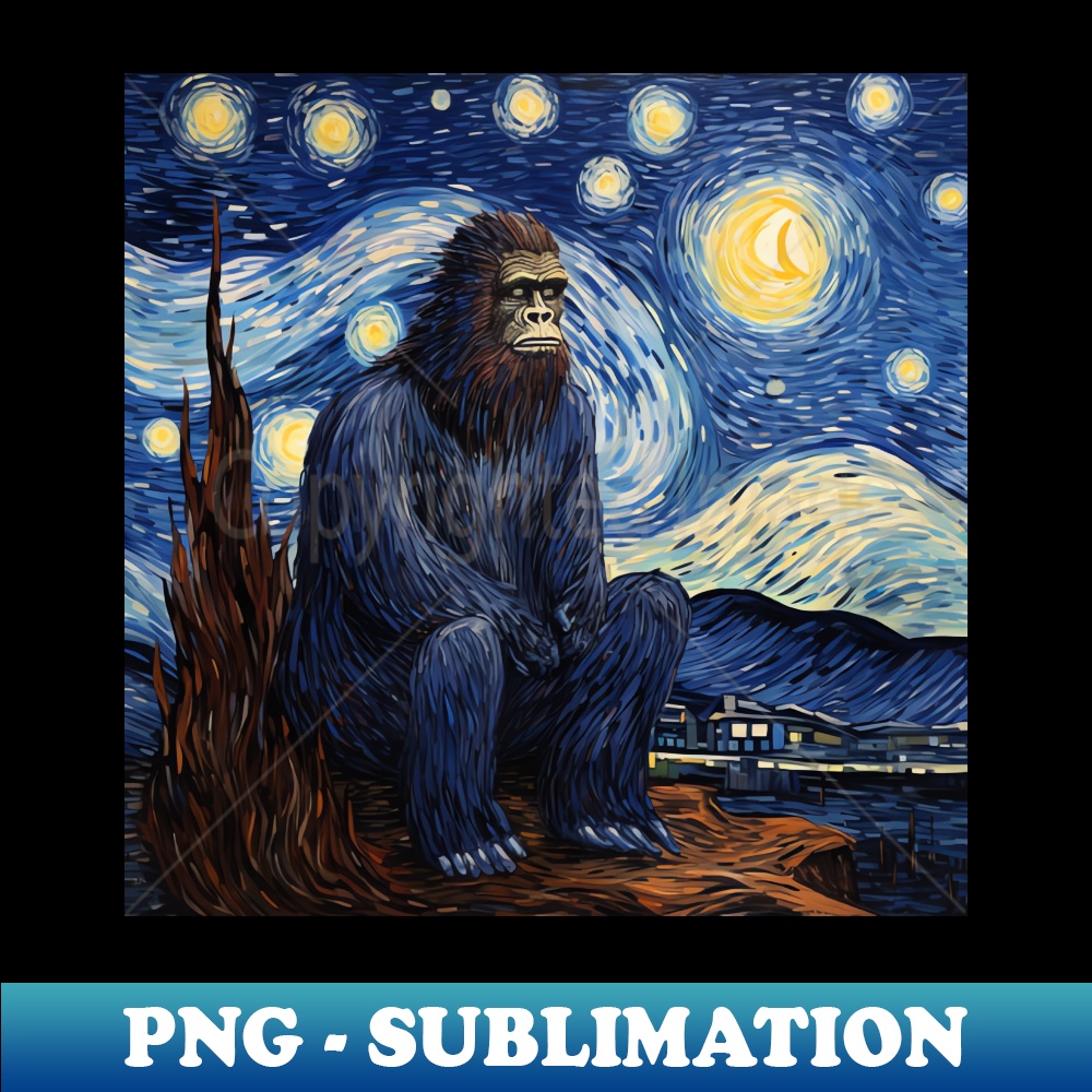 Sasquatch Starry Night Bigfoot Van Gogh Painting - PNG Trans | Inspire ...