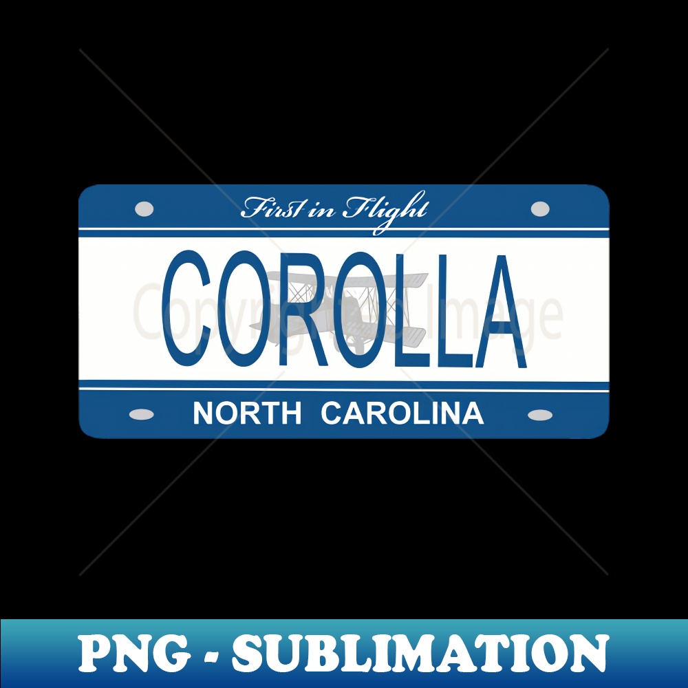 Corolla NC Lic Plate - Retro PNG Sublimation Digital Downloa | Inspire ...