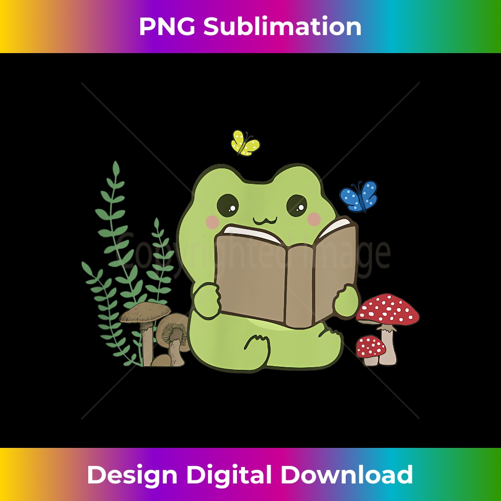Cute Frog Reading A Book On Mushroom Cottagecore Aesthetic - | Inspire ...