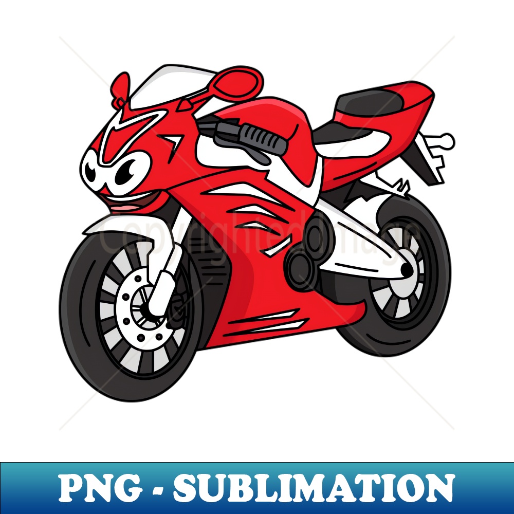 Cute red sports motorcycle cartoon - Exclusive Sublimation D | Inspire ...