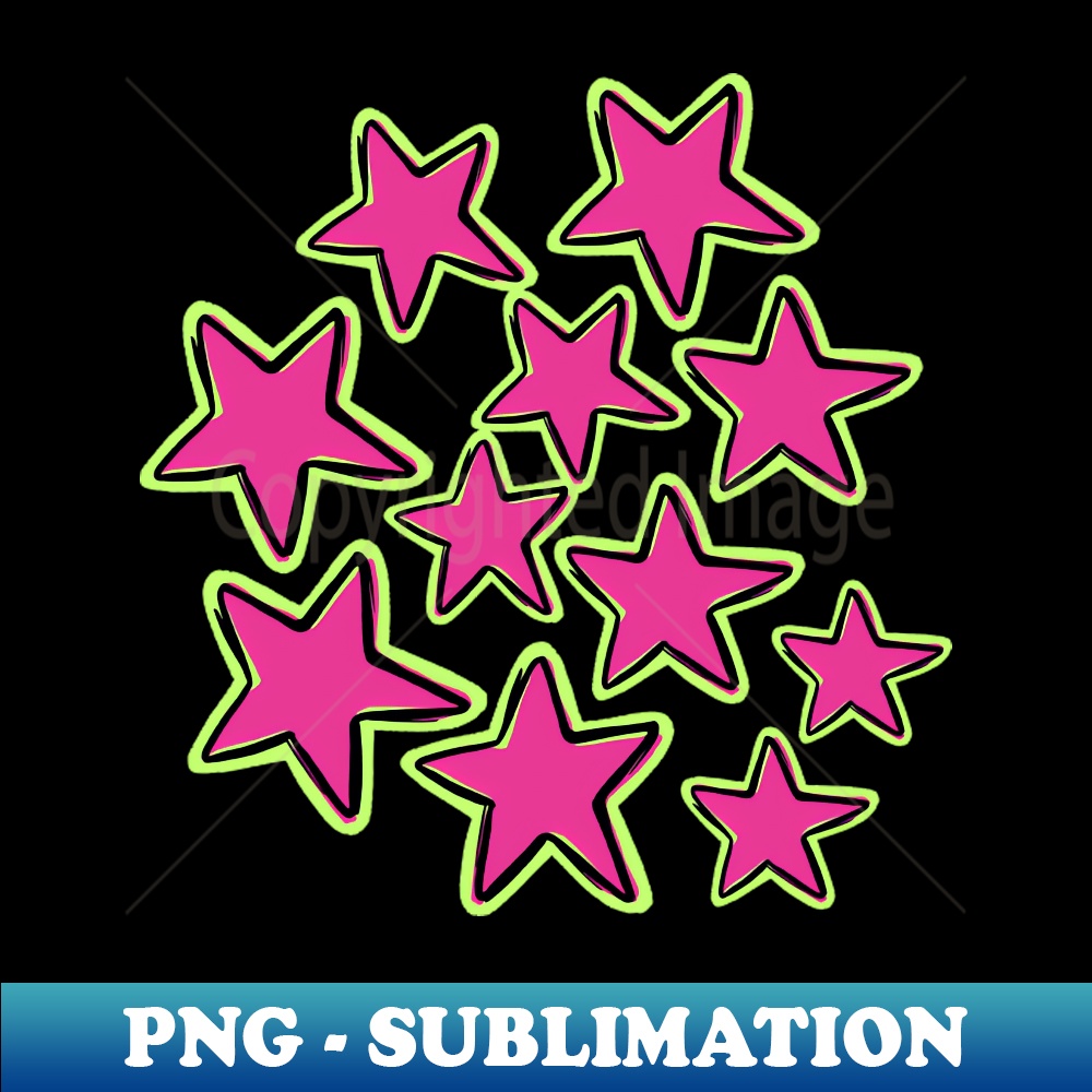 Pink Neon Stars - Decorative Sublimation PNG File - Enhance | Inspire ...