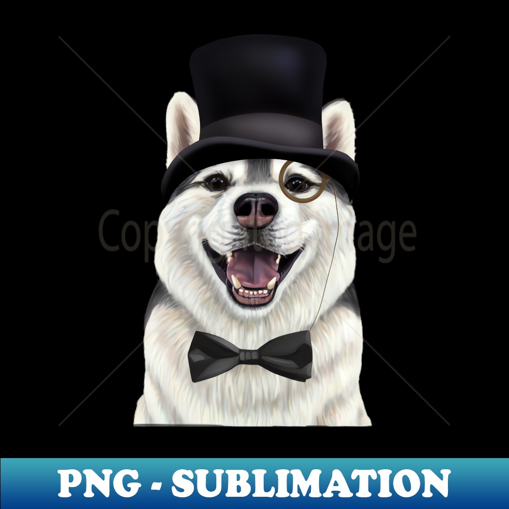 Dapper Husky in a top hat and monocle - Creative Sublimation | Inspire Uplift