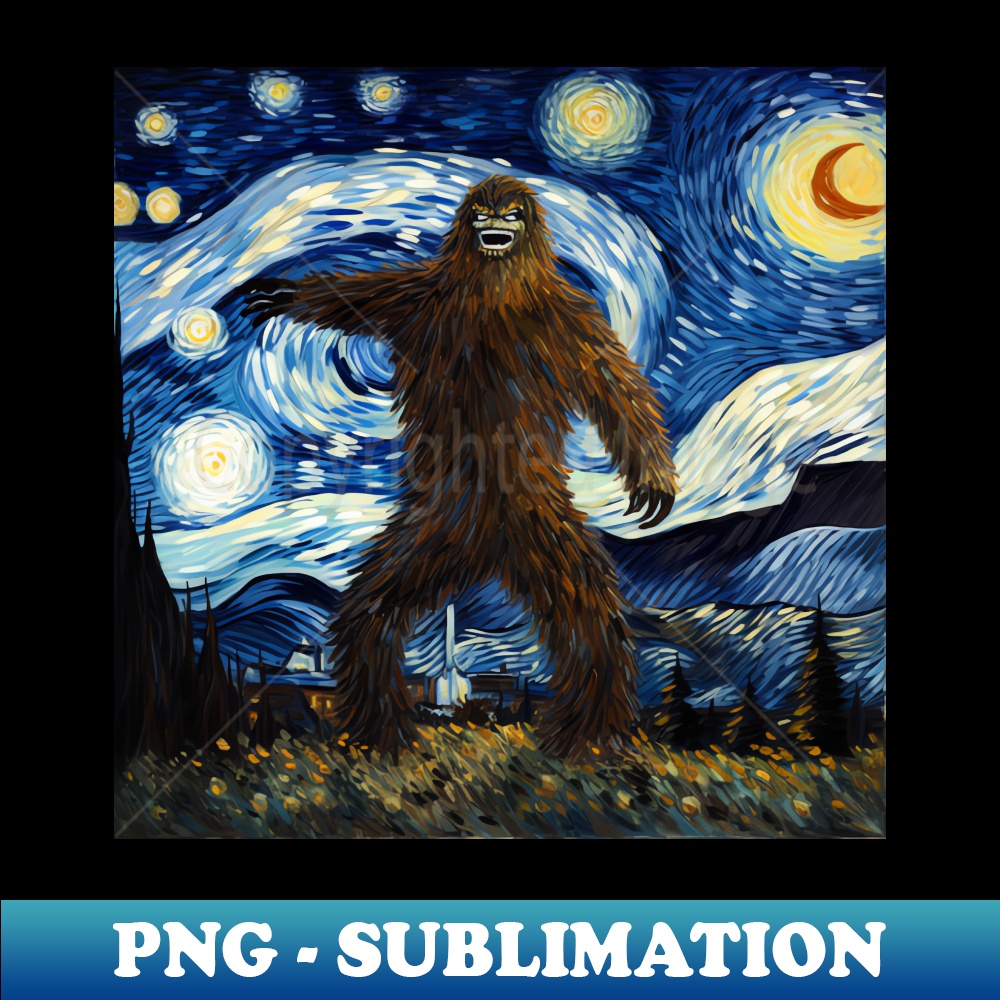Sasquatch Starry Night Bigfoot Van Gogh Painting - PNG Trans | Inspire ...