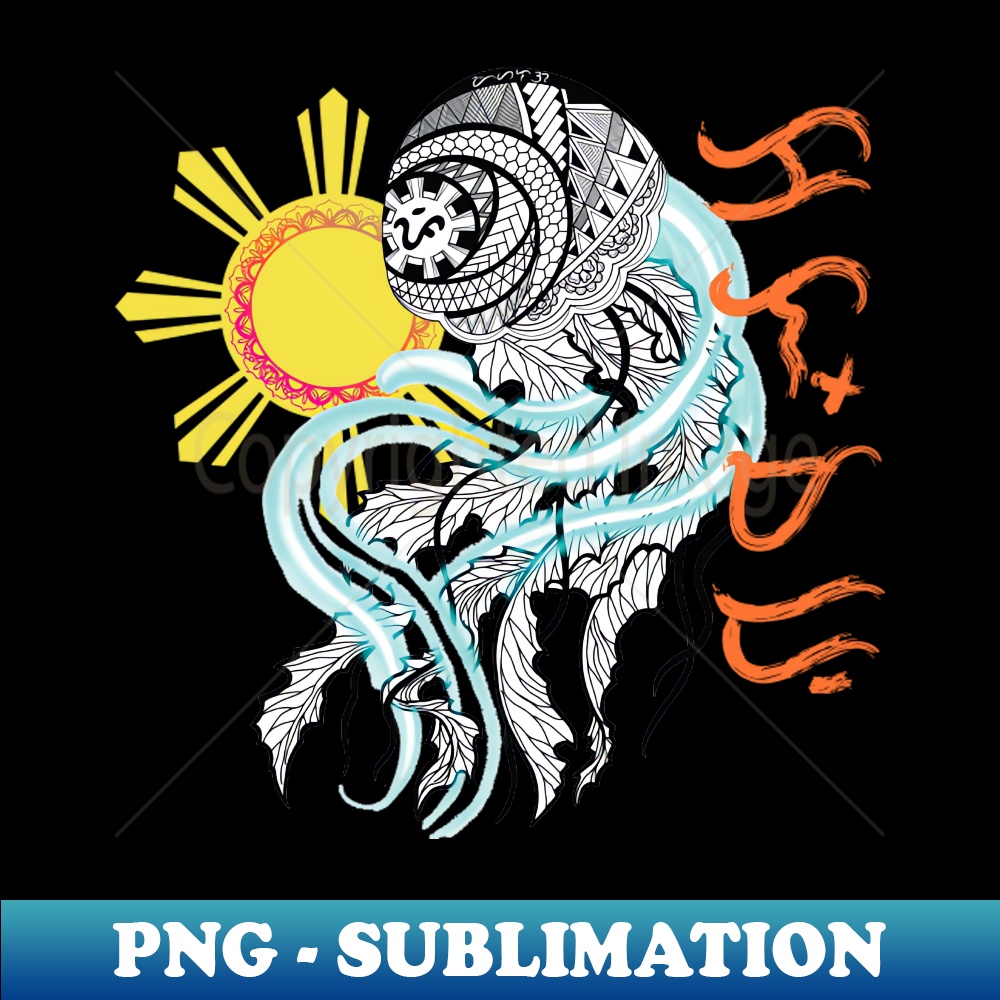 Tribal line Art Jellyfish Baybayin word Kalmado Calm - Eleg | Inspire ...