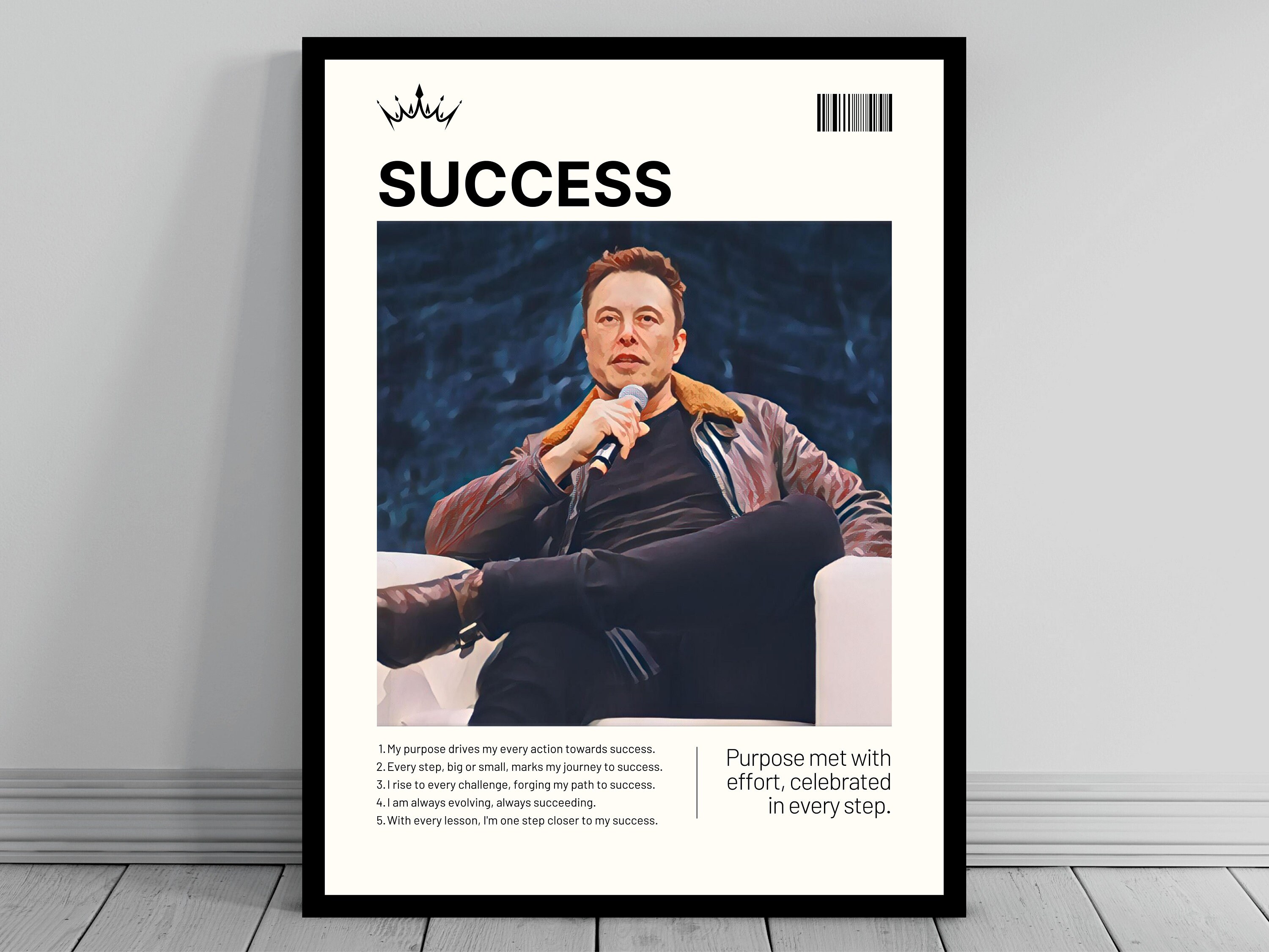 Success Daily Affirmation Elon Musk Motivational Poster Mid | Inspire ...