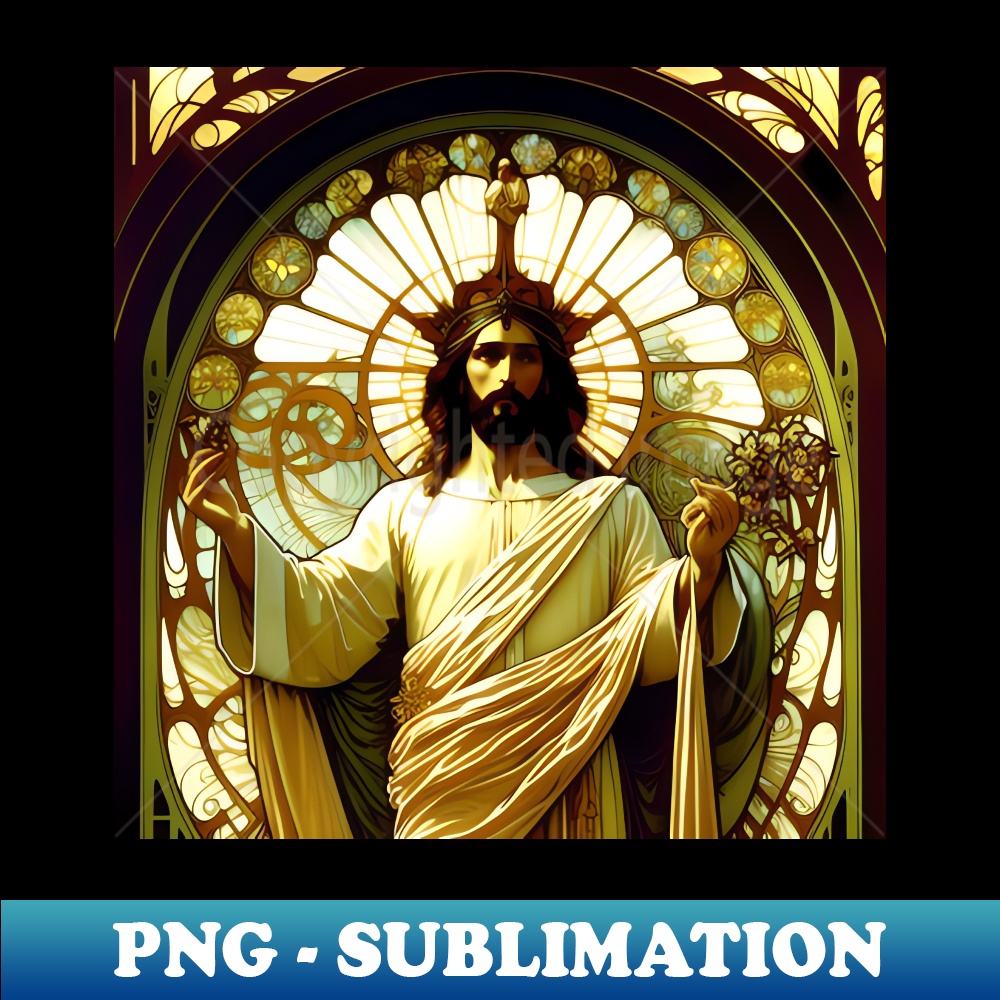 Jesus Christ - AI - Art Nouveau - Sublimation-Ready PNG File - Inspire ...