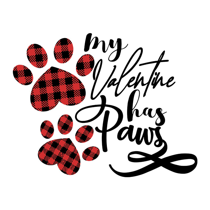 My valentine has paws Svg, Buffalo Plaid Paws Svg, Valentine - Inspire ...