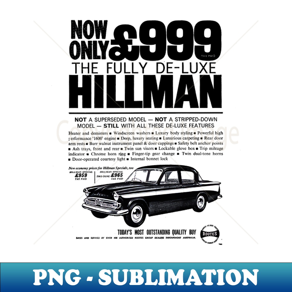 HILLMAN MINX - advert - PNG Transparent Sublimation Design - - Inspire ...