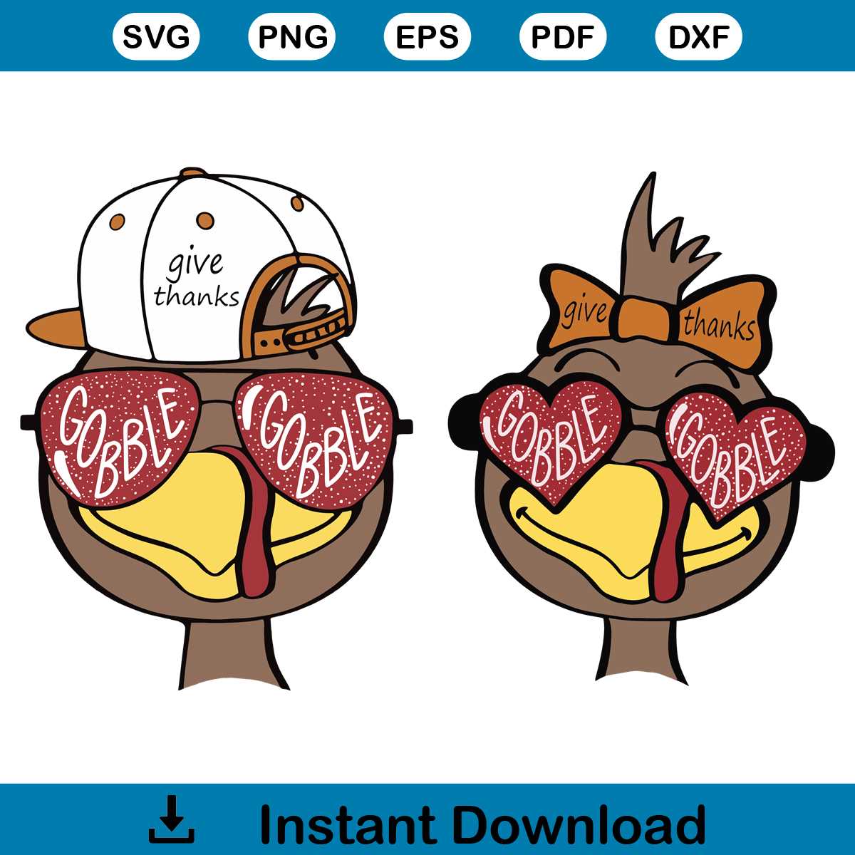 Thanksgiving Turkey Gobble SVG Cutting Digital File - Inspire Uplift