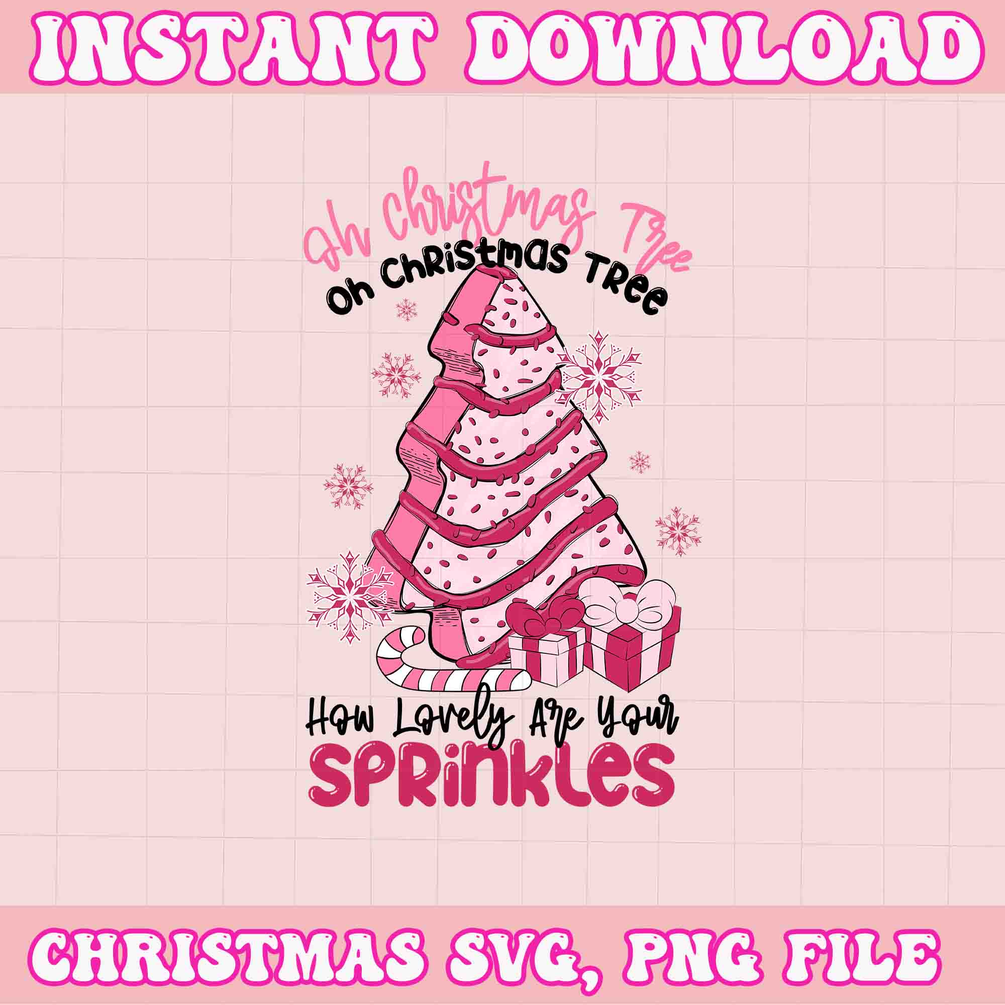 Oh Christmas Tree How Lovely Are Your Sprinkle Svg, Pink Chr | Inspire ...