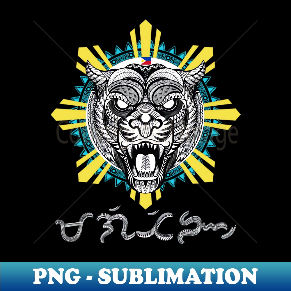 Philippine Sun Tribal line Art Tiger Baybayin word Magiting | Inspire ...