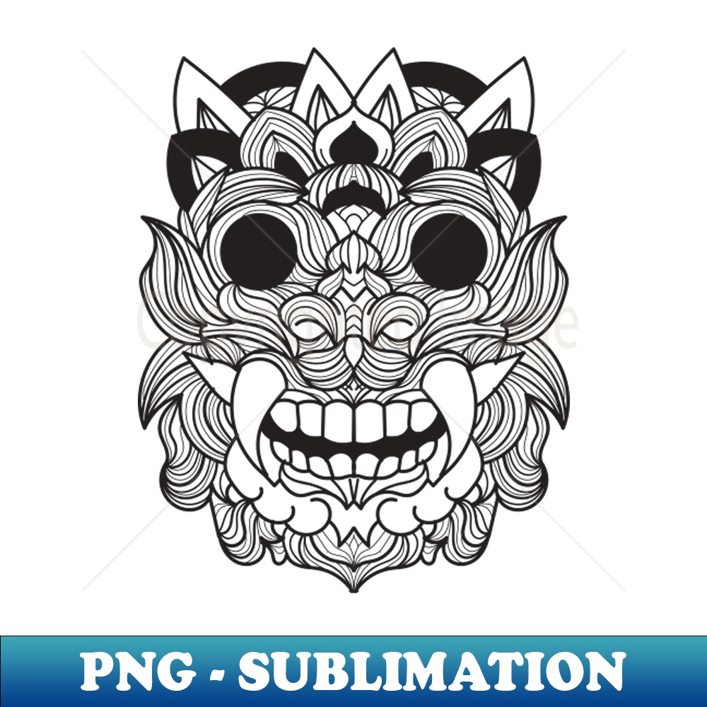 Barong Scary Fangs Mandala Black and White Brave Warrior - I | Inspire ...