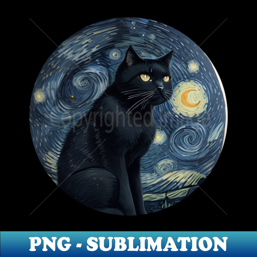 Starry Night Black Cat by Van Gogh - Signature Sublimation P | Inspire ...