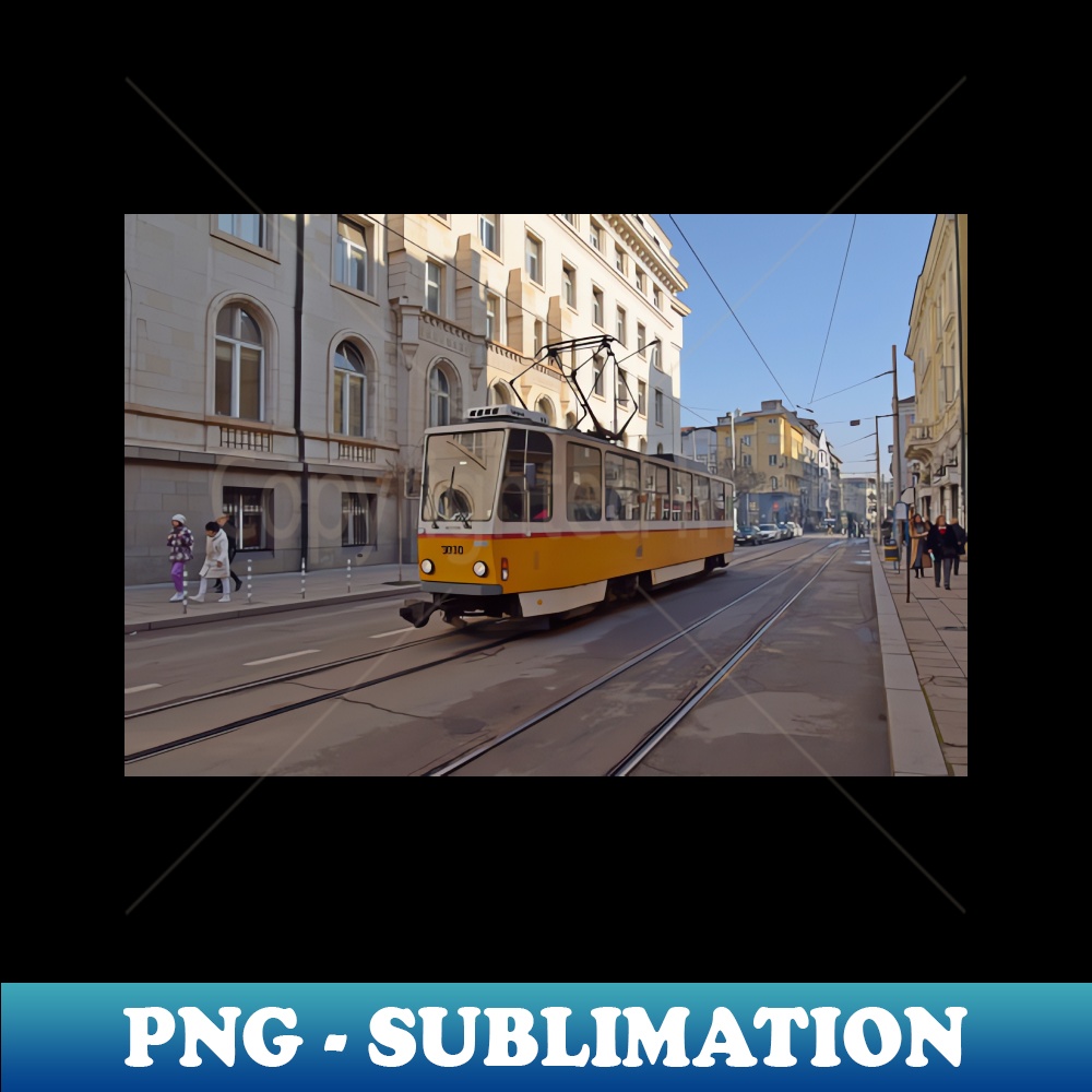 Classic Tram in Sofia - Decorative Sublimation PNG File - De | Inspire Uplift