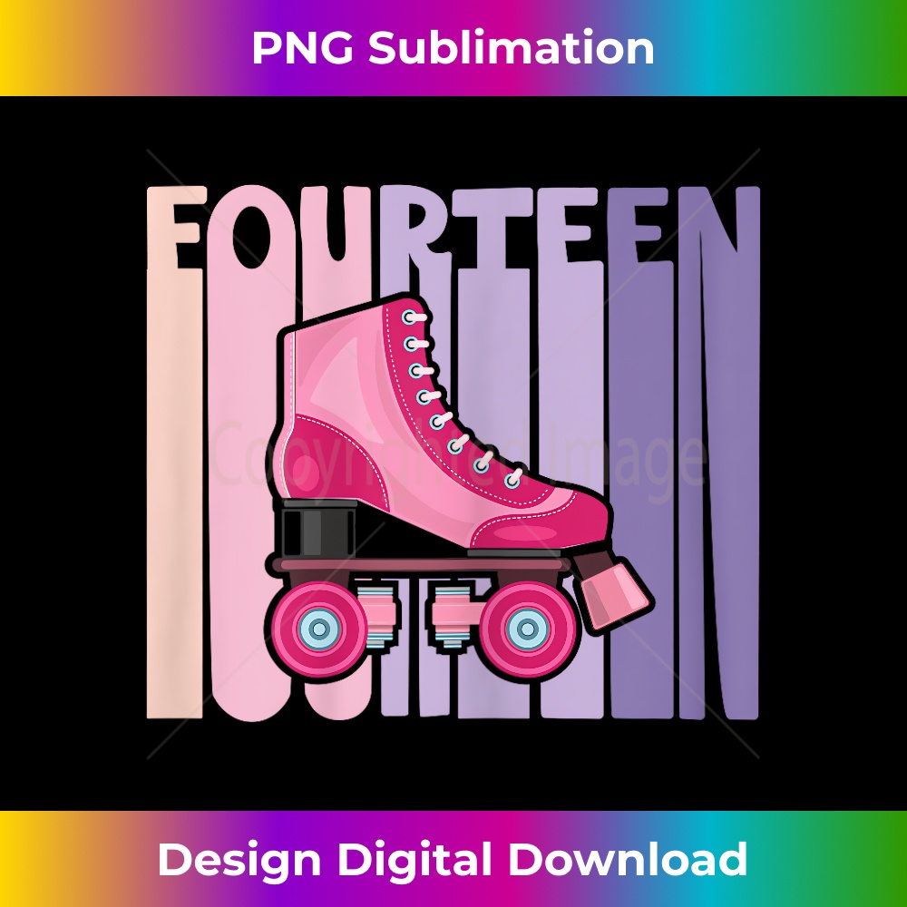 14 Year Old Cute Roller Skating Birthday Girl 14th B-day - B - Inspire Uplift