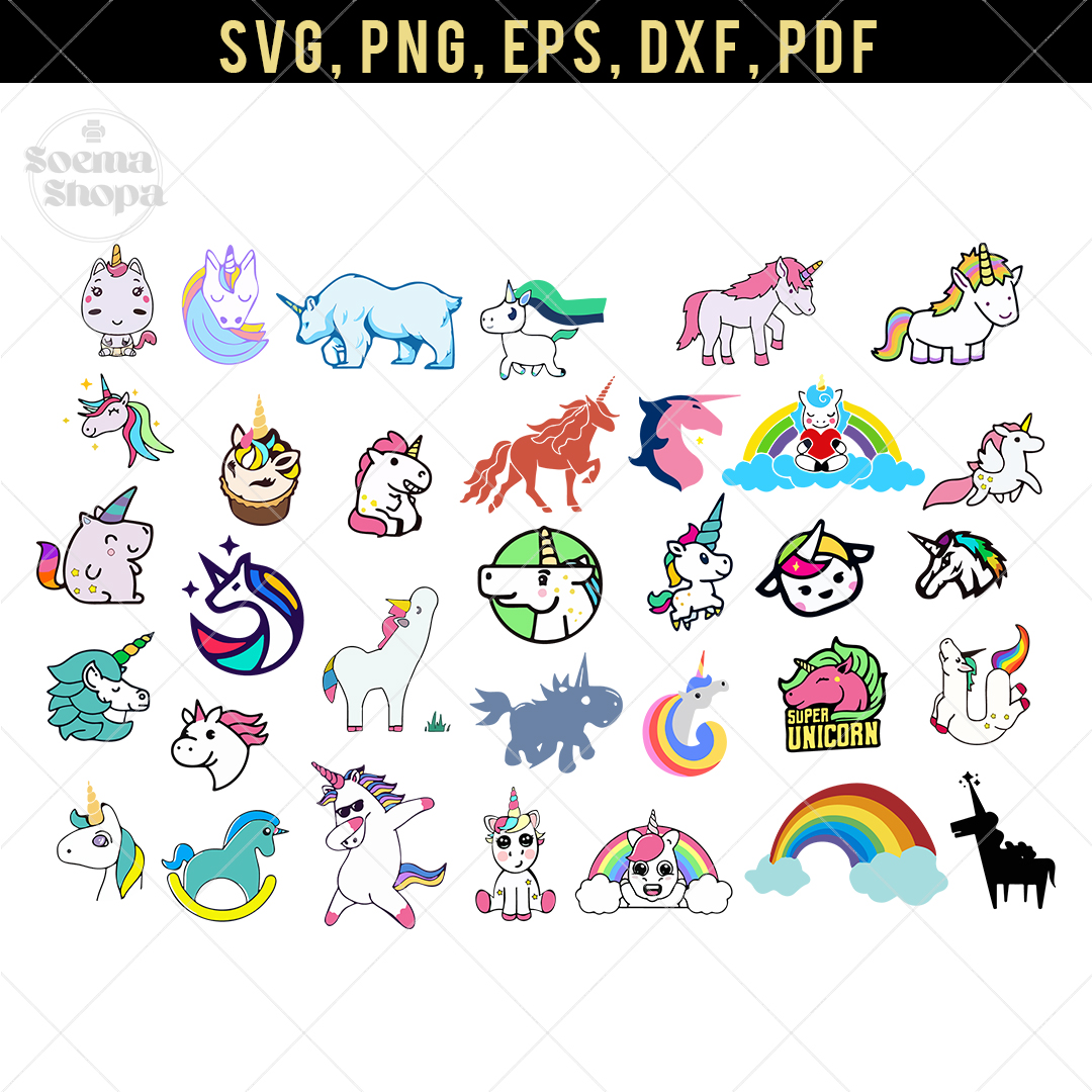Unicorn Bundle SVG, Unicorn Horse SVG Clipart, Compatible wi - Inspire ...