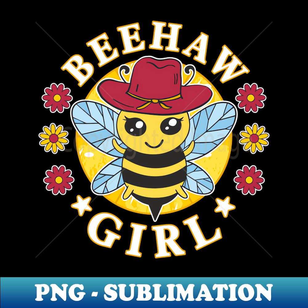 Funny Beehaw Girl Bee with Cowboy Hat Pun - PNG Transparent | Inspire Uplift