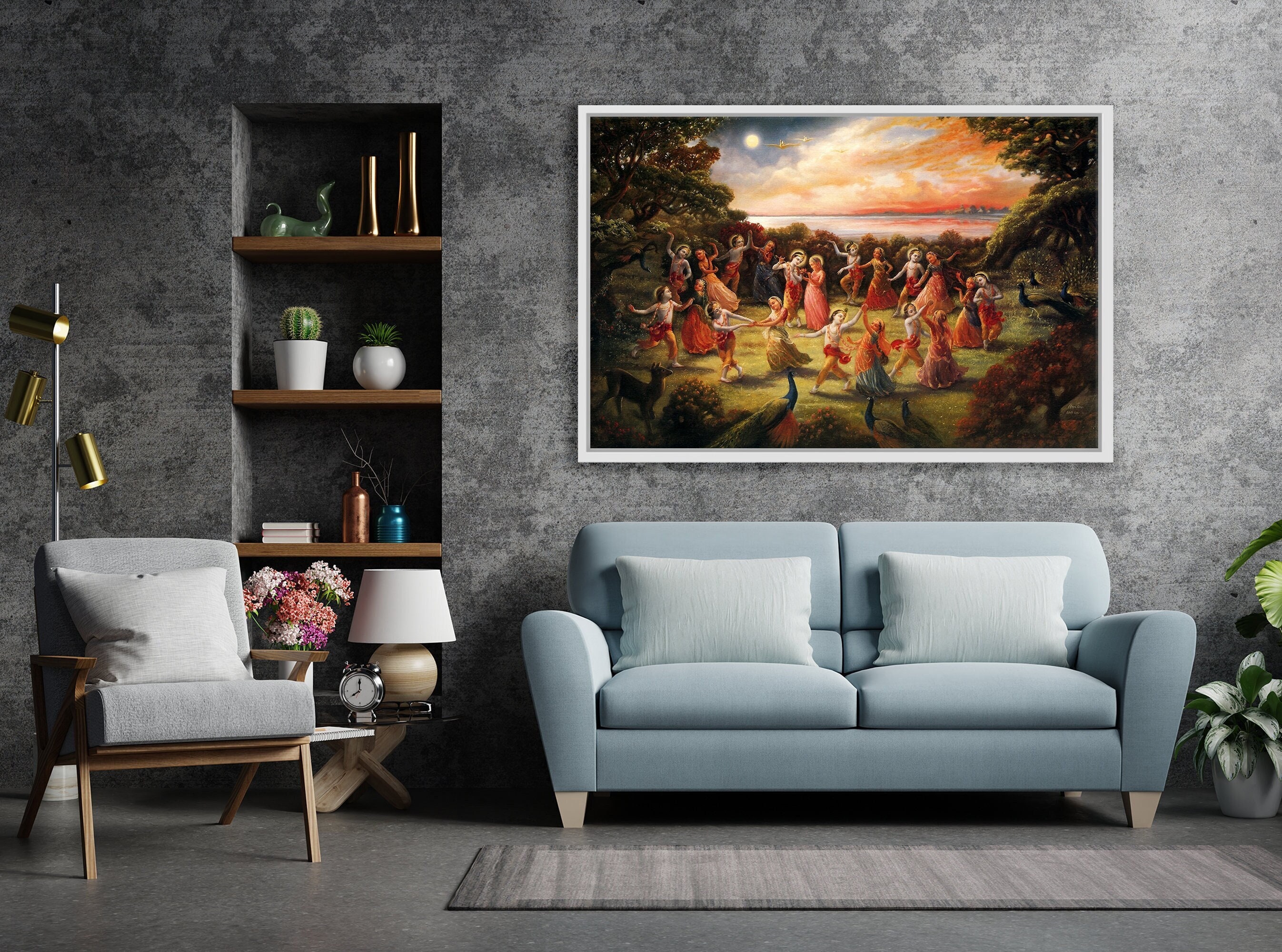 Rasa Lila Dance of Radha Krishna, Radha Krishna Canvas Decor | Inspire ...