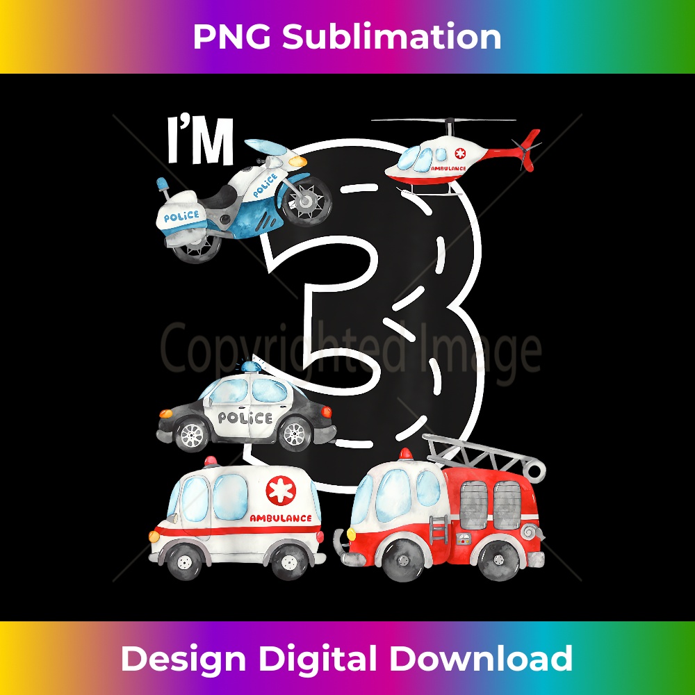 Emergency Vehicles 3rd Birthday Fire Truck Police Car Boys - | Inspire ...