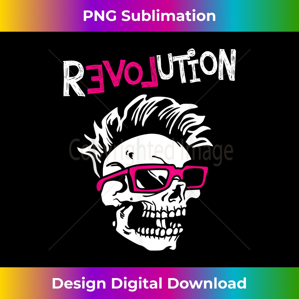 Retro Punk Rock Skull With Mohawk Love Revolution Indie - Ed | Inspire ...