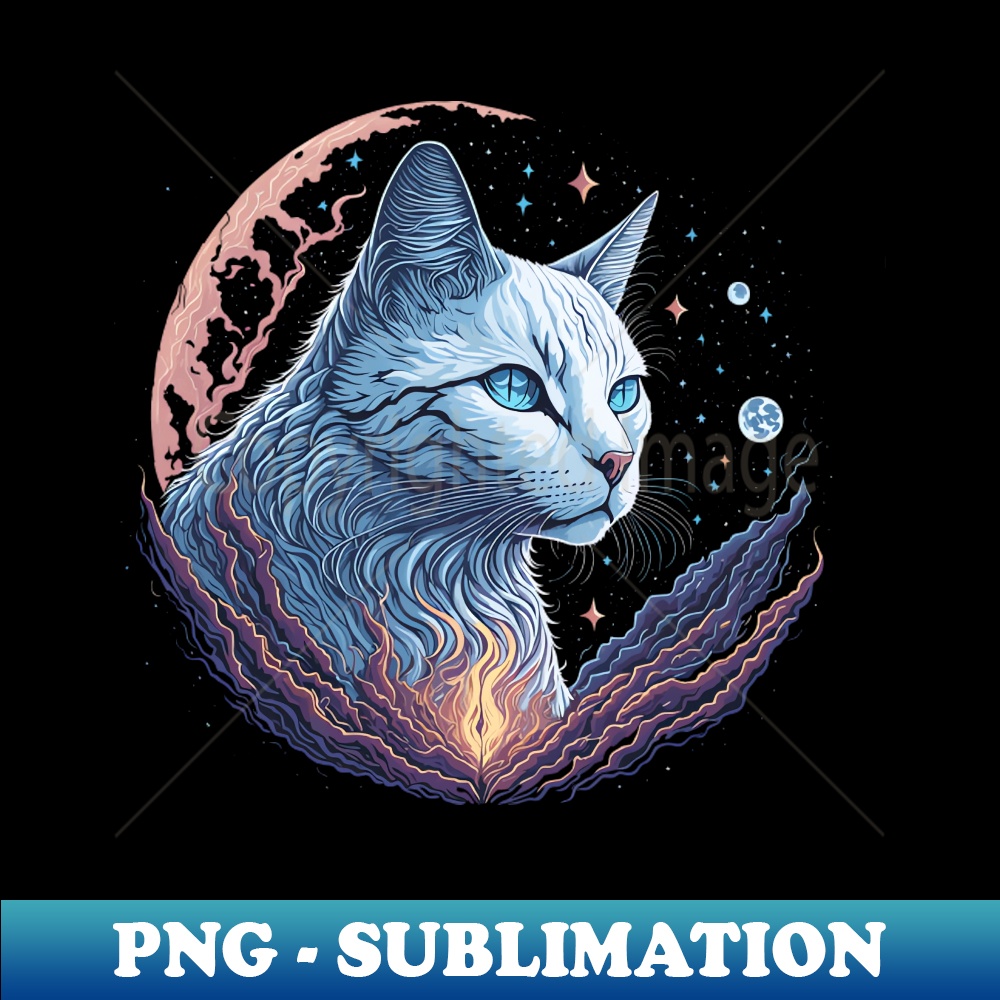 Whit Cat At Night Time - Artistic Sublimation Digital File - | Inspire ...