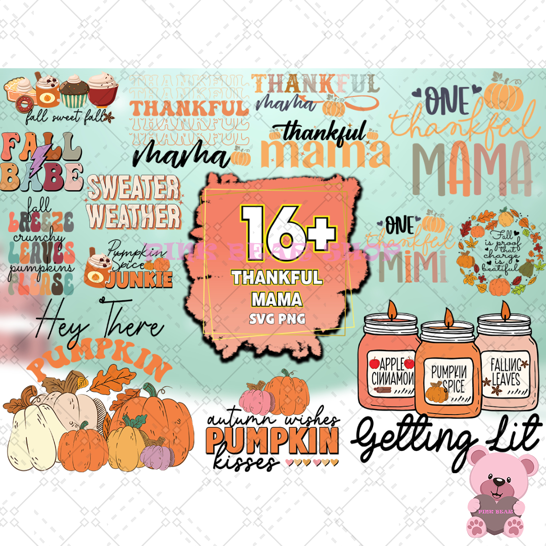 Thankful Mama SVG PNG Bundle, Thanksgiving Svg, Happy Thanks - Inspire ...
