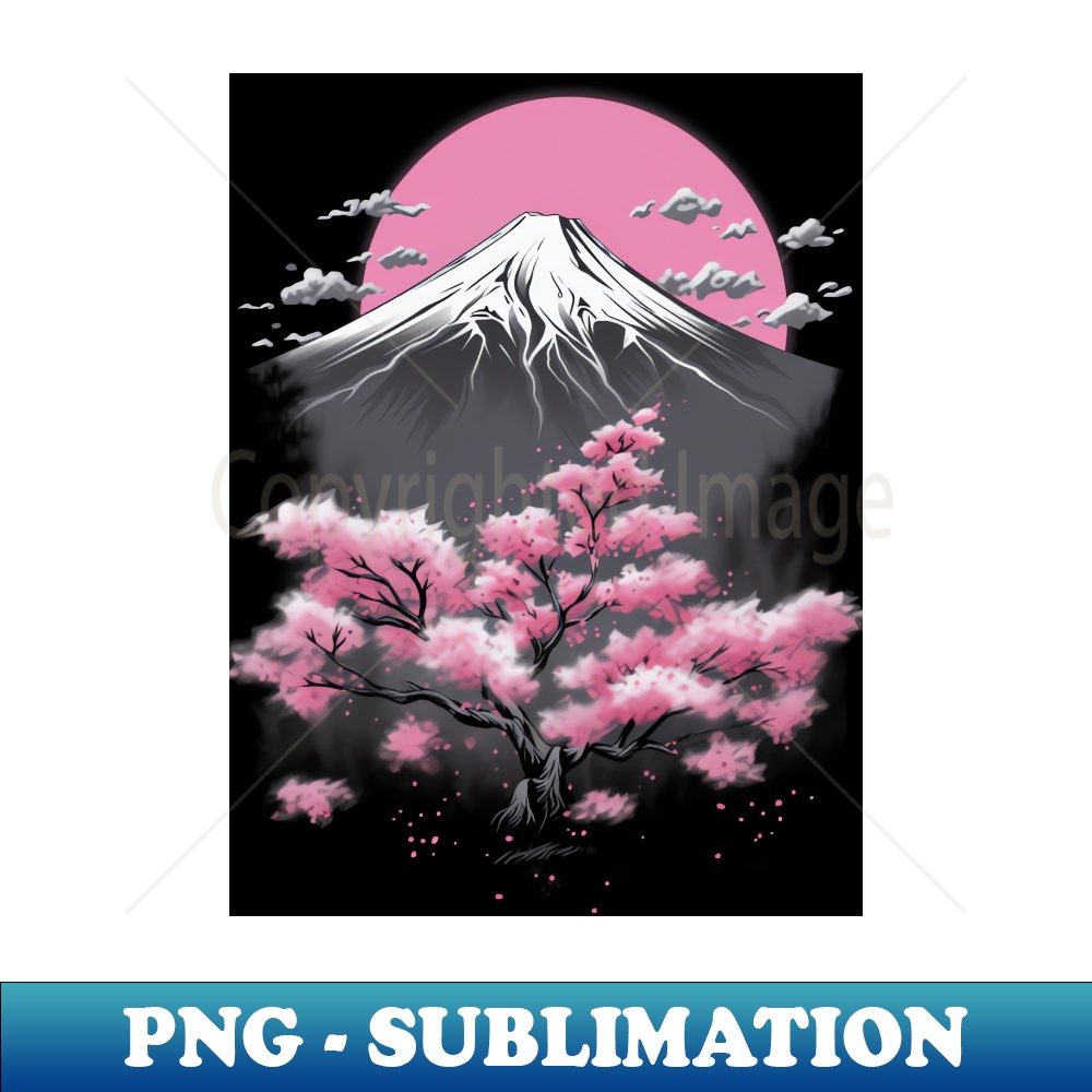 Sakura in front of Fuji - Modern Sublimation PNG File - Stun | Inspire Uplift