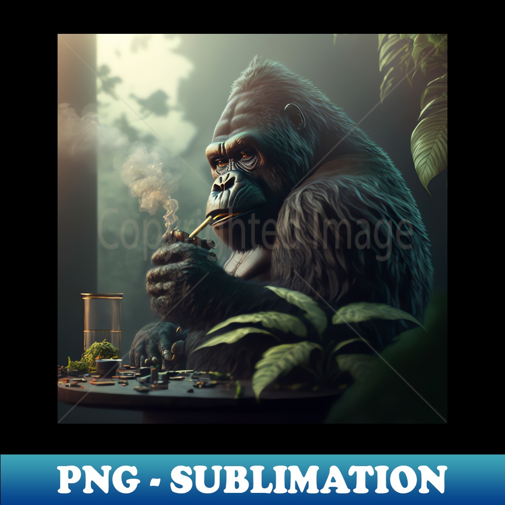 Gorilla Goes Bananas Smoking Leaves - Sublimation-Ready PNG | Inspire ...