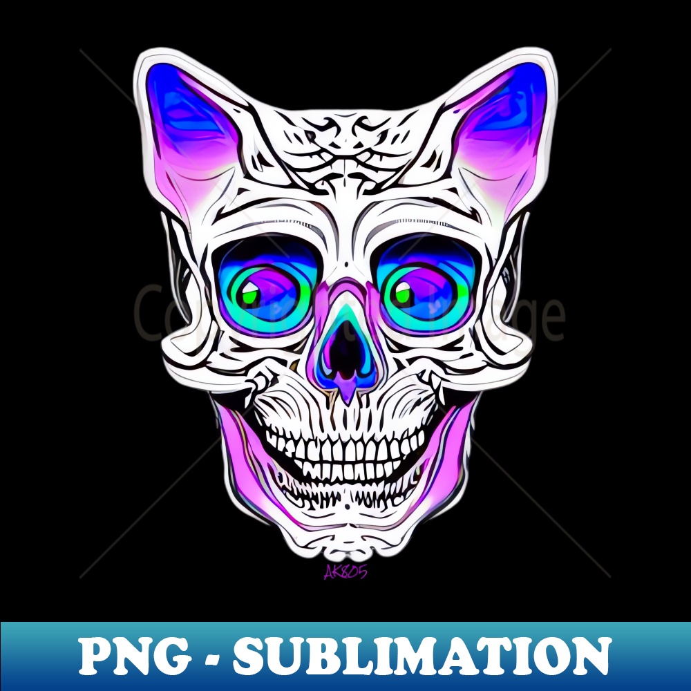 Skull Kitty Cat Skull happy cute creepy spooky pink colorful - Inspire ...