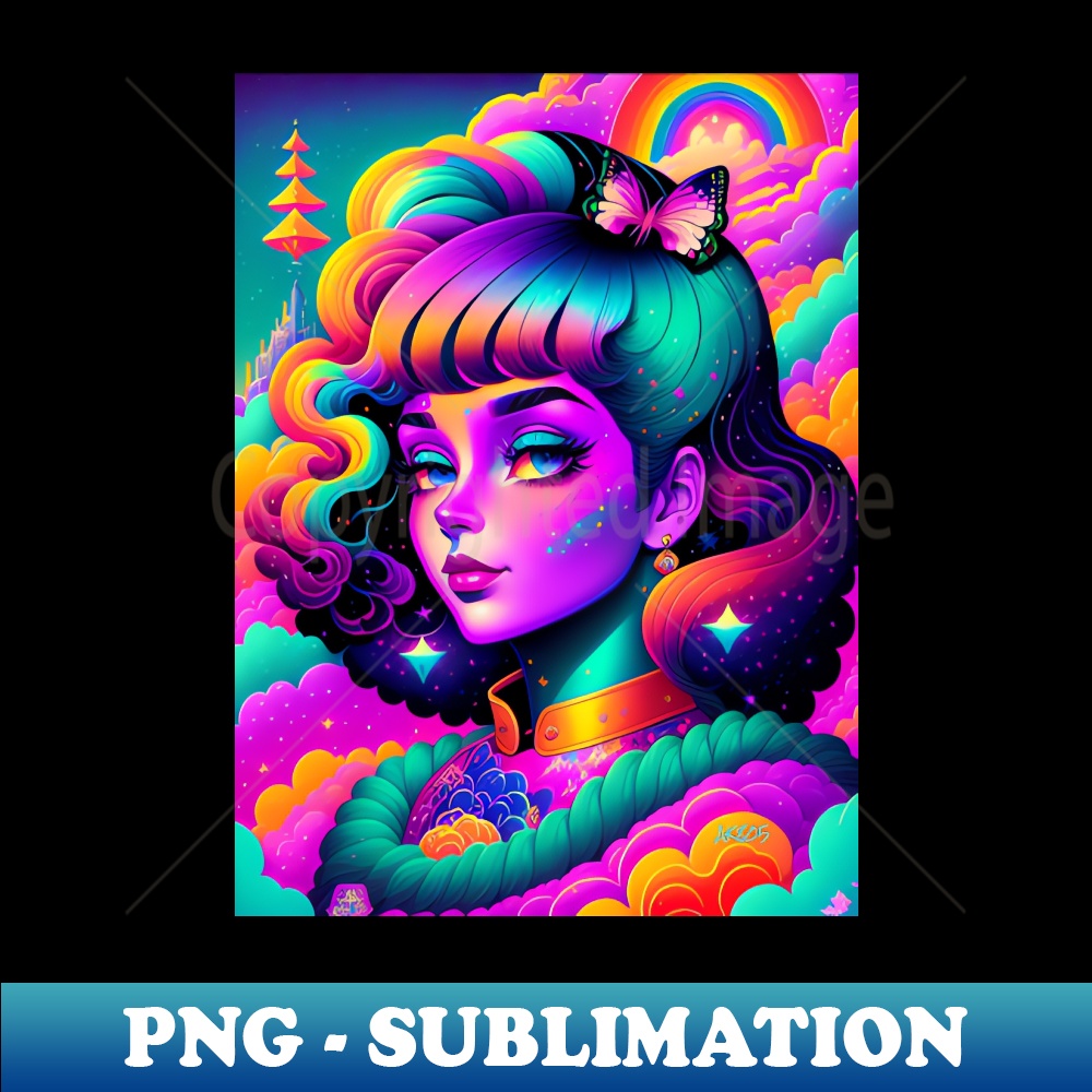 Rainbow Fantasy Girl Beautiful Psychedelic Trippy Black Ligh - Inspire ...