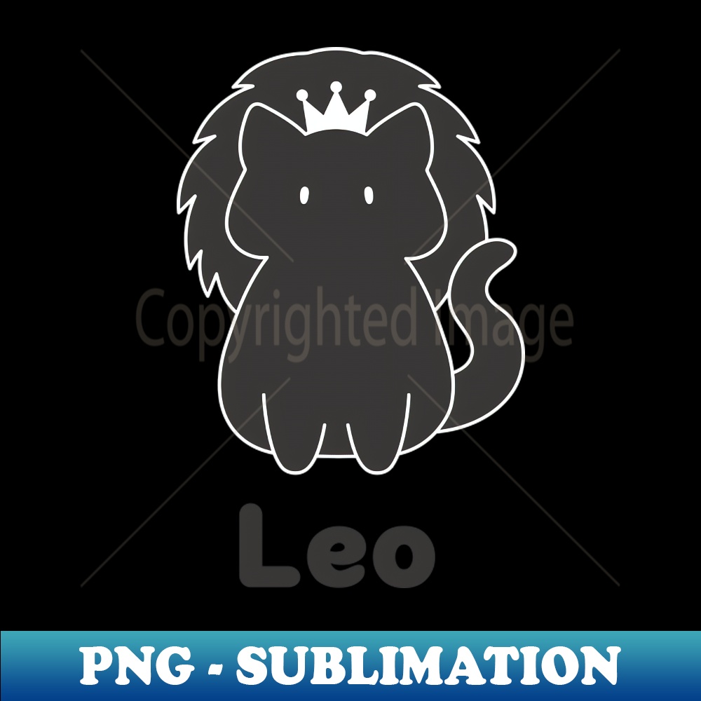 Leo Cat Zodiac Sign with Text Black and White - PNG Sublimat | Inspire ...