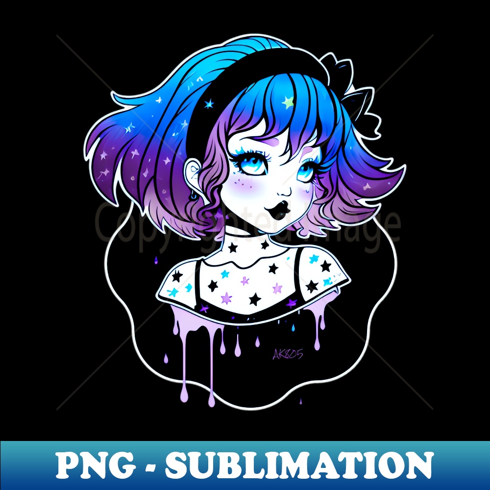 Creepy cute little girl spooky blue purple big eyes anime gi | Inspire ...