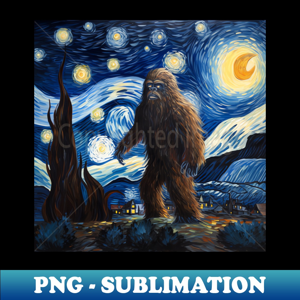 Sasquatch Starry Night Bigfoot Van Gogh Painting - Digital S - Inspire ...