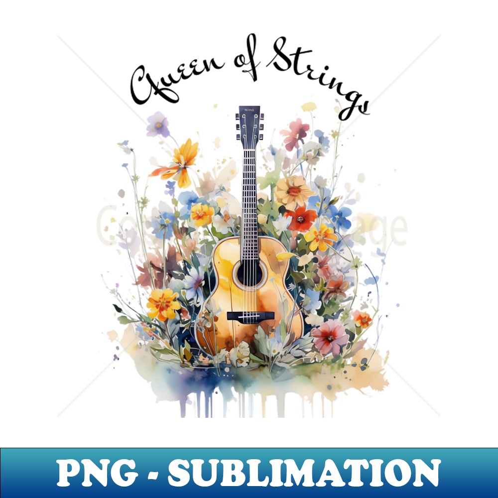 Queen of Strings Acoustic Guitar and Wild Flowers Watercolor | Inspire ...