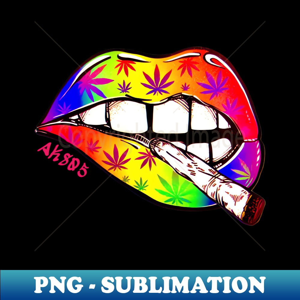 Pot leaf lips smoking a joint - Exclusive PNG Sublimation Do | Inspire ...