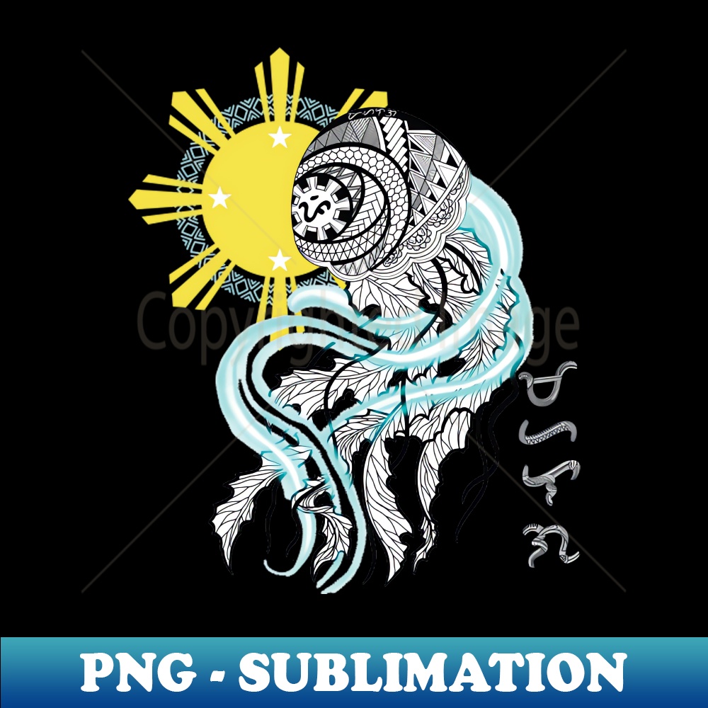 Tribal line Art Jellyfish Baybayin word Mahalaga PreciousVa - Inspire ...