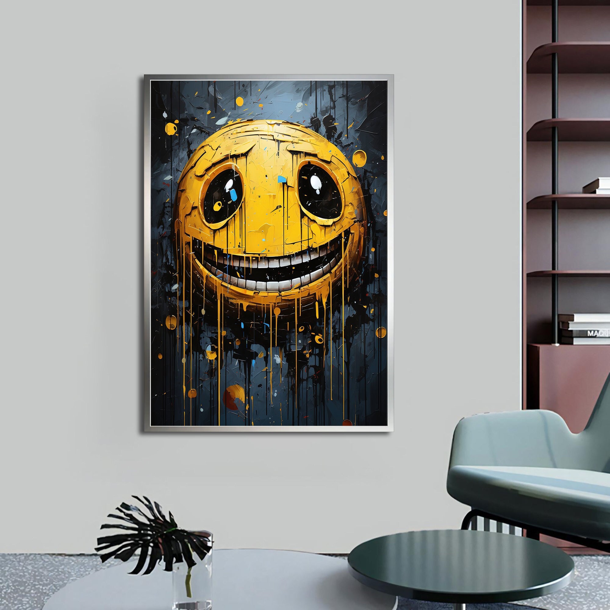 Smiley Face Emoji Canvas Painting, Graffiti art,Melting Happ | Inspire ...