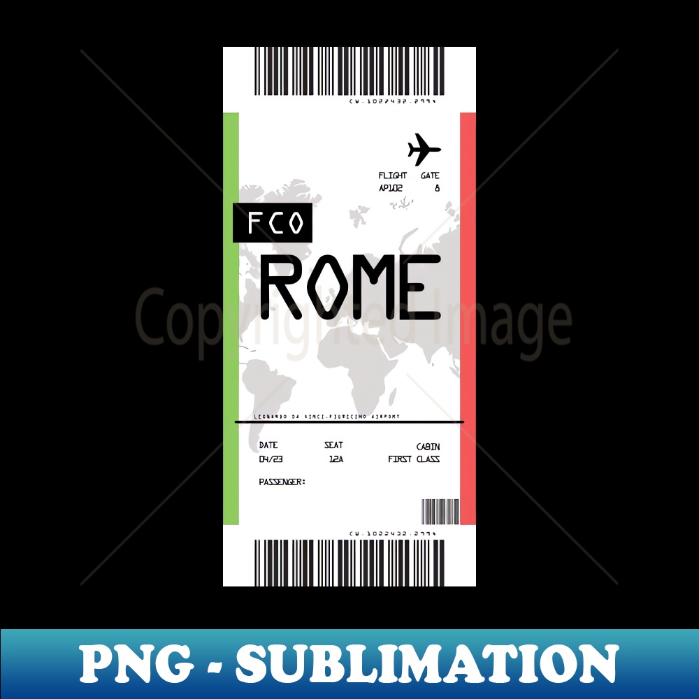Rome Boarding Pass FCO - Signature Sublimation PNG File - Pe | Inspire ...