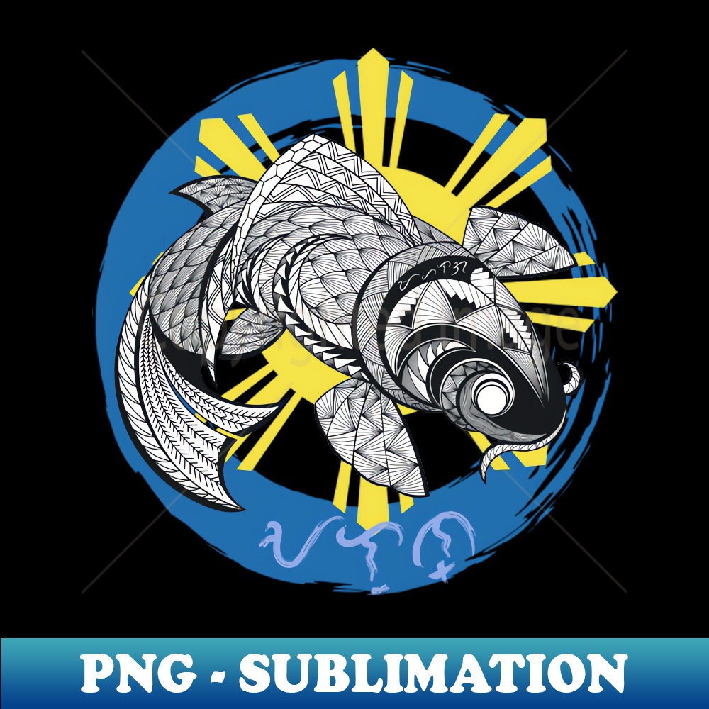 Tribal line Art Koi fish Baybayin word Alon Waves - Trendy - Inspire Uplift